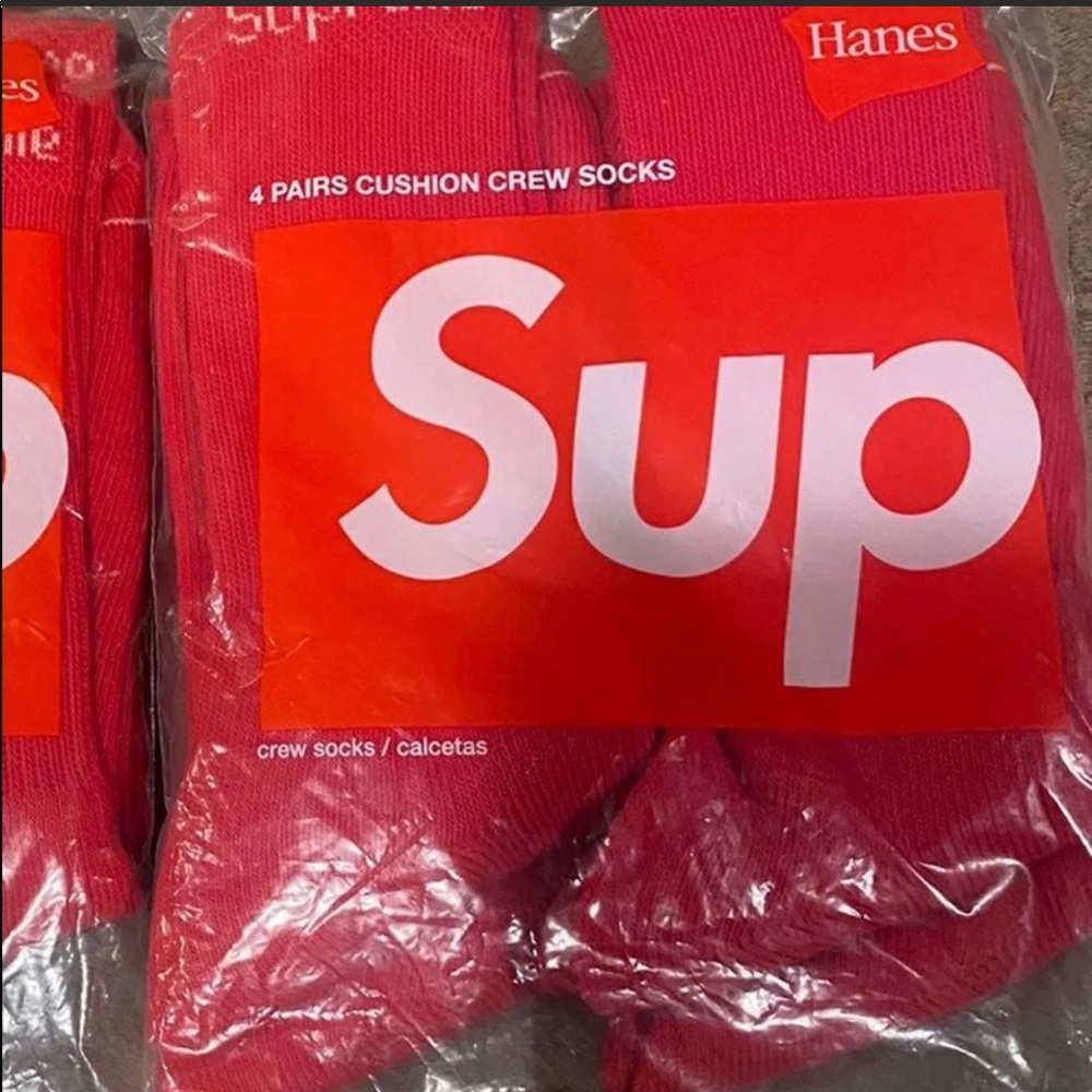 Supreme Red Crew Socks. One Pair - Gem